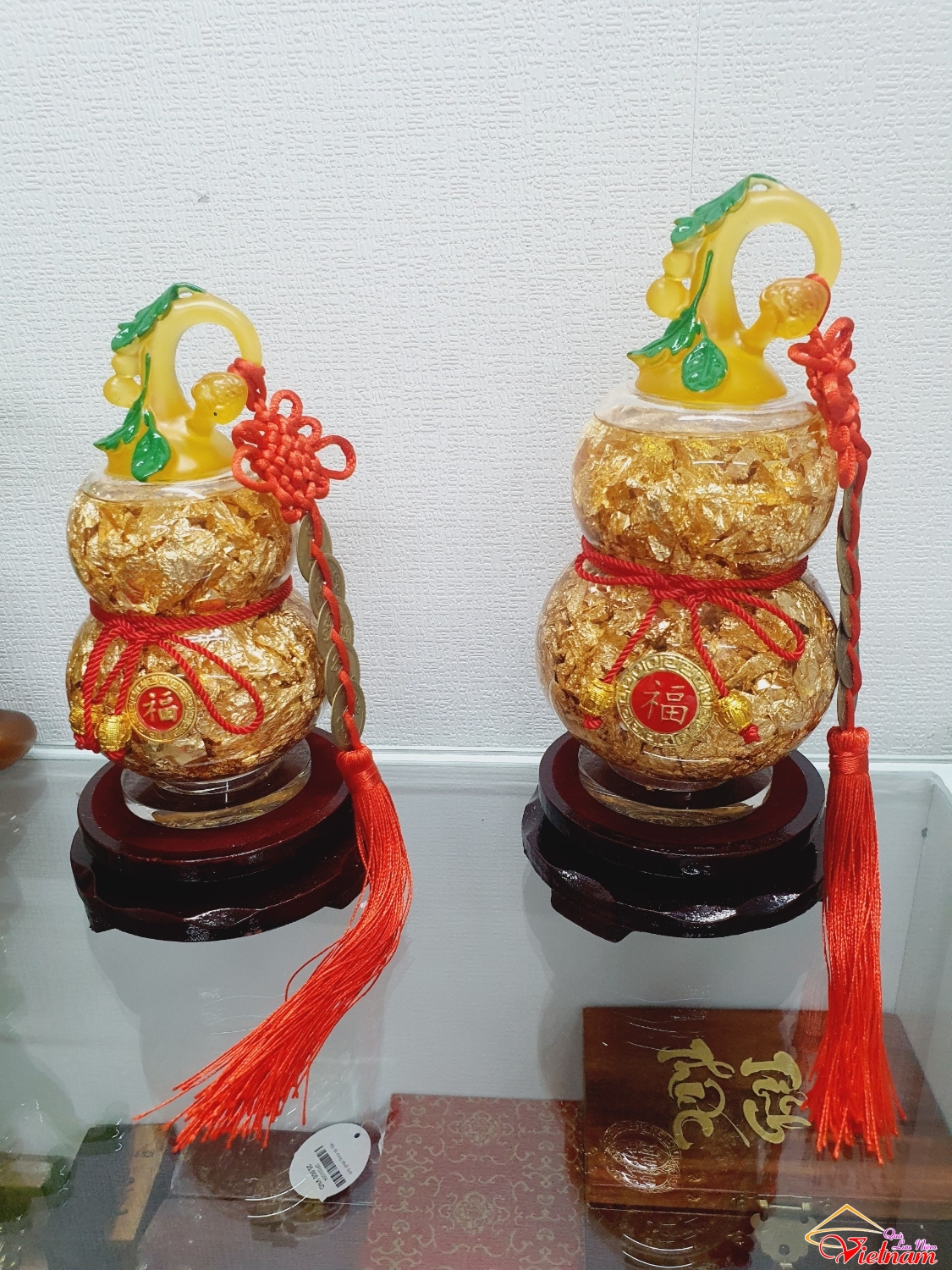 Hồ lô nước dát vàng lá phong thủy nhỏ 18cm