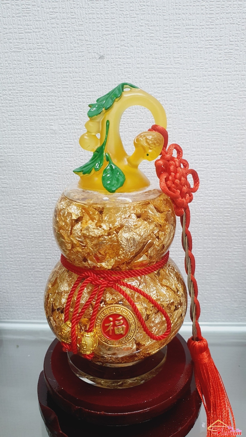 Hồ lô nước dát vàng lá phong thủy nhỏ 18cm